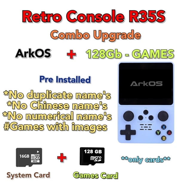 GAMES CARD - RETRO CONSOLE R36S - Only Card - 128GB + 32gb ArkOS ...