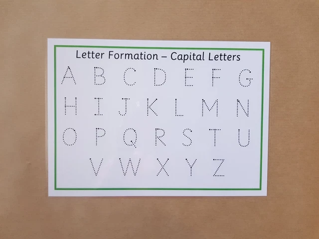 TRACING CAPITAL LETTERS, Laminated, Reusable A4 Mat,Alphabet, EYFS, KS1 ...