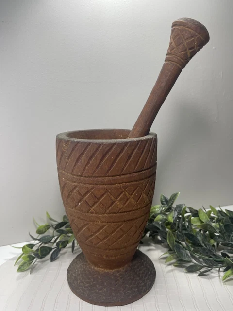 ANCIEN GRAND MORTIER Africain en Bois Sculpté avec Pilon Art Africain ...