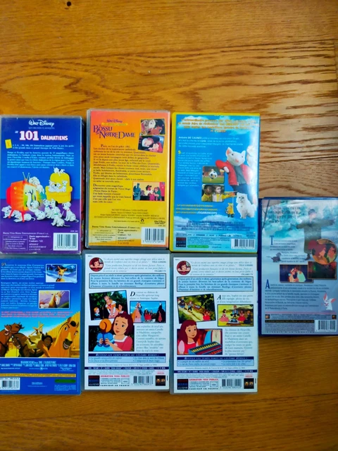 LOT DE 7 cassettes vhs enfants(101 dalmatiens,le bossu,anastasia ...