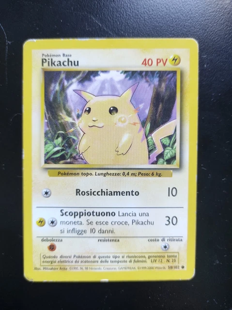CARTA POKEMON - Pikachu Originale 1° Edizione EUR 25,00 - PicClick IT