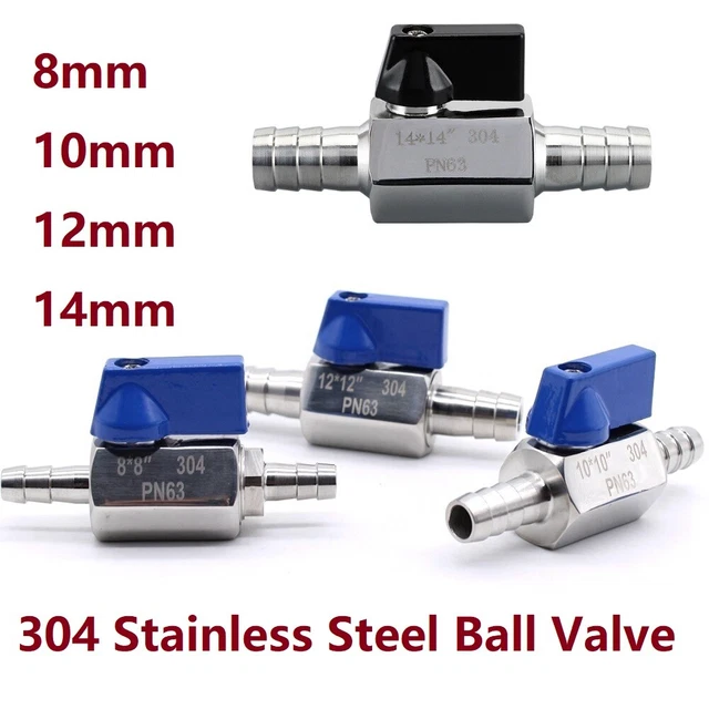 STAINLESS STEEL BALL Valve 8/10/12/14mm Pagoda Barb Shut-off for Water ...