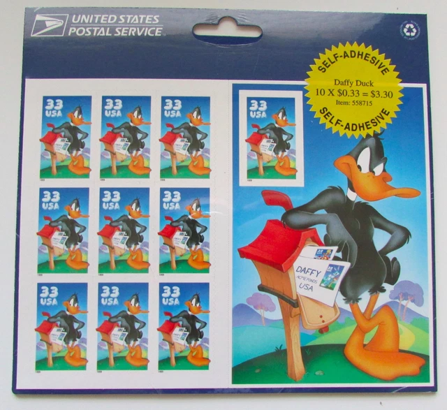 USPS DAFFY DUCK Complete Sheet 1999 33 Cent Stamps Set of 10 £15.60 ...