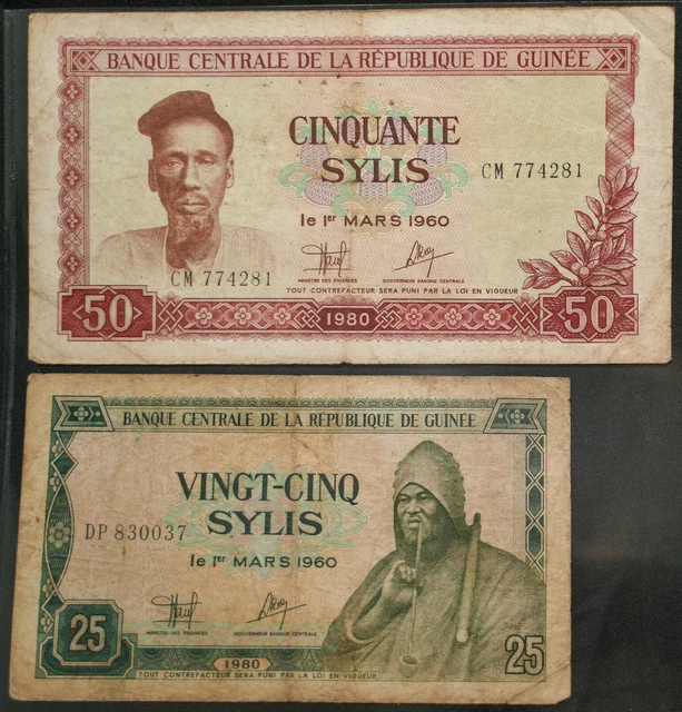 REPUBLIQUE DE GUINEE, 25 u. 50 Sylis 1960 (Art.20185) EUR 10,50 ...