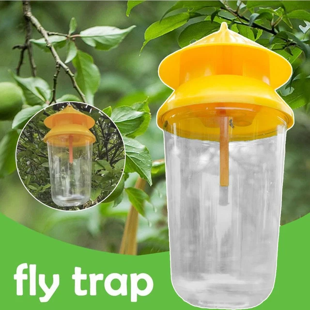 REUSABLE FRUIT FLY Trap Killer Yellow Cage Drosophila Fly Trap *1 ...