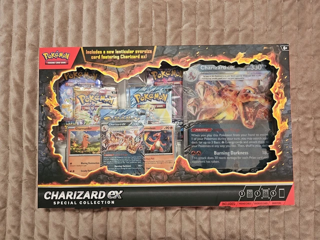POKÉMON TCG CHARIZARD EX Special Collection Box 5 Packs with Promos ...