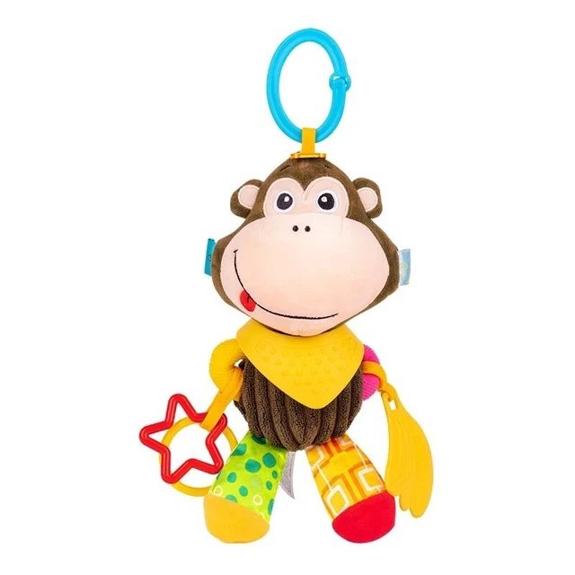 NEWBORN BABY PRAM Cot Bed Hanging Cute Toy Soft Rattle Teether Monkey ...