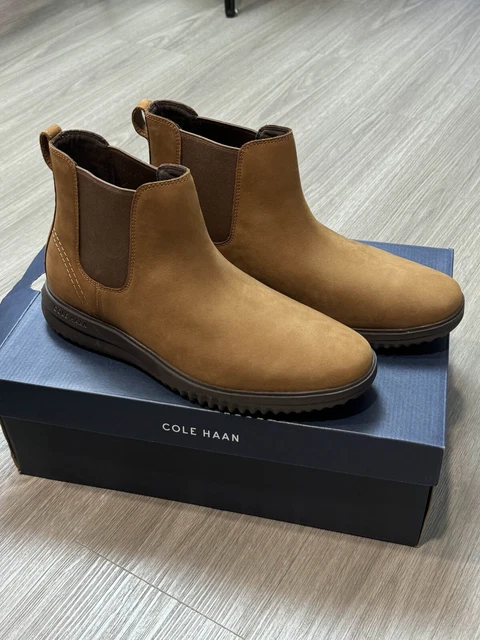 COLE HAAN MEN’S Grand+ Plus Chelsea Boots Size 11.5 Lumbar/Java Nubuck ...