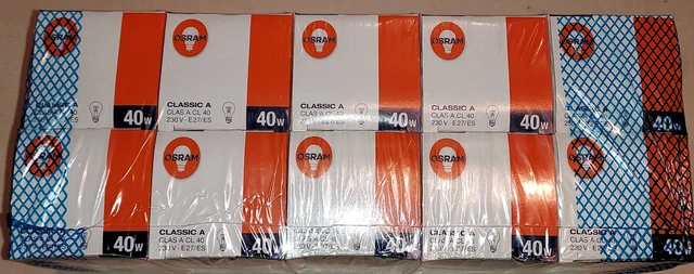 10 MAL ORIGINAL Osram Classic Clas A CL 40 E27 dimmbar 40 Watt klar 415 ...