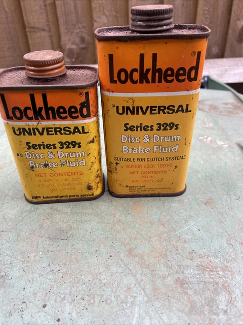 VINTAGE LOCKHEED UNIVERSAL SERIES 329s BRAKE FLUID TINs X 2 £20.00 ...