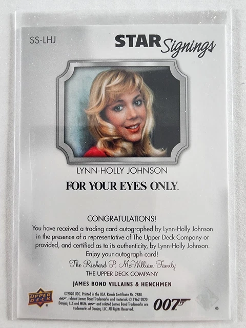 2020 JAMES BOND Lynn-Holly Johnson Bibi as Dahl Auto Star Signings 007 ...