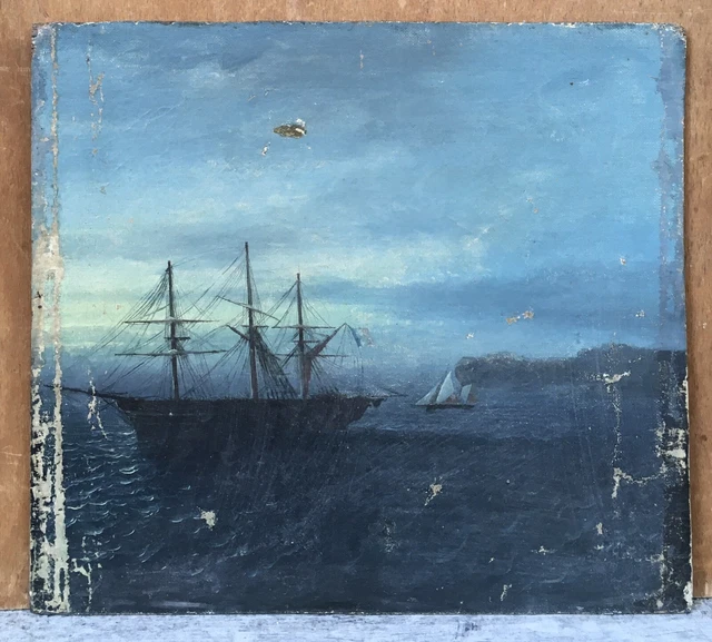 TABLEAU ANCIEN HUILE Paysage Mer Marine Bateaux Voiliers XIXe A Restaurer EUR 20,00 - PicClick FR