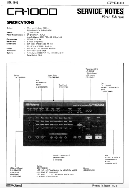 ROLAND DDR-30 SCHEMATIC Diagram Service Manual Circuit Diagram ...