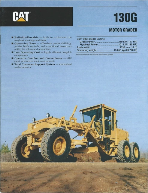 EQUIPMENT BROCHURE - Caterpillar - 130G - Motor Grader - c1993 (E6218 ...