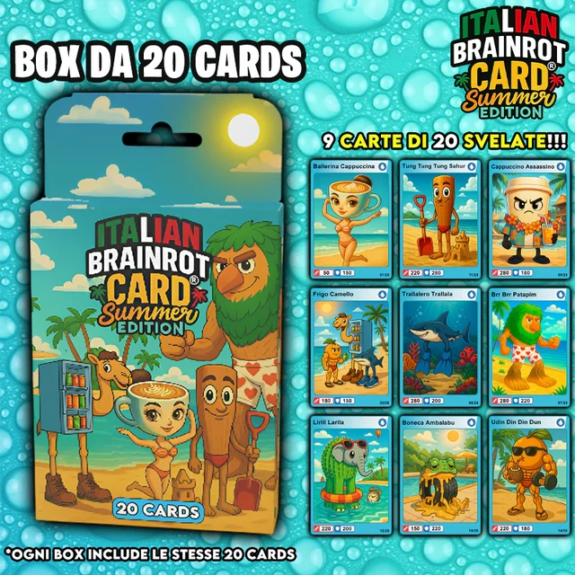 BOX DA 20 Cards Italian Brainrot Card Summer Edition Carte LIMITED ...