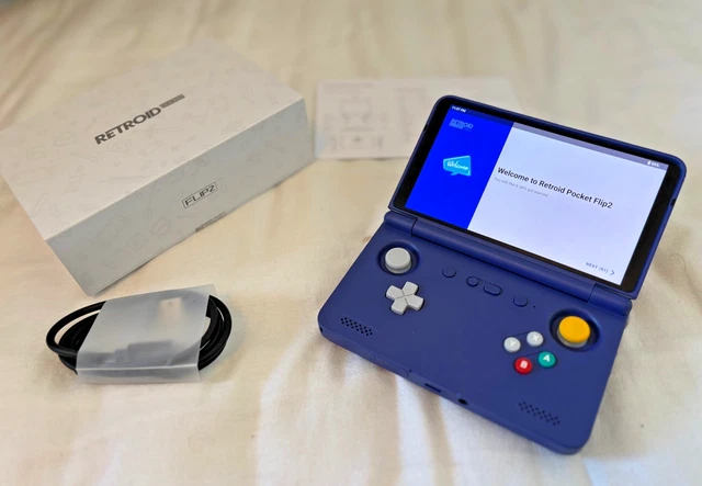 RETROID POCKET FLIP 2 Android Handheld Game Console SD865 OLED + 128GB ...