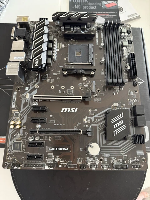 MSI B450-A PRO MAX AM4 Motherboard Boxed IO Shield SATA Cables All ...