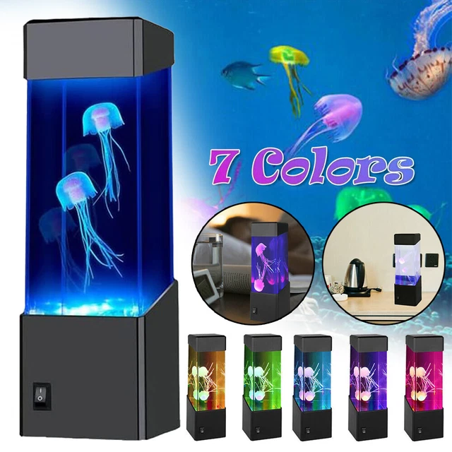 JELLYFISH LAVA LAMP Simulation LED Jellyfish Light Mood Lamp,7 Color ...
