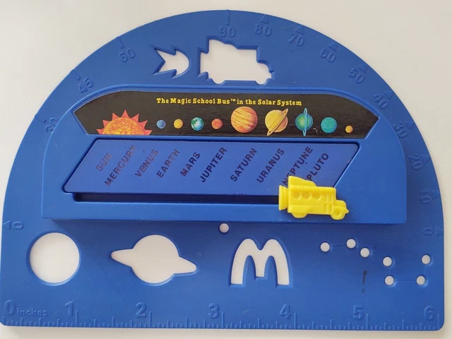 THE MAGIC SCHOOL Bus The Solar System Protractor Ruler 1994 McDonalds ...