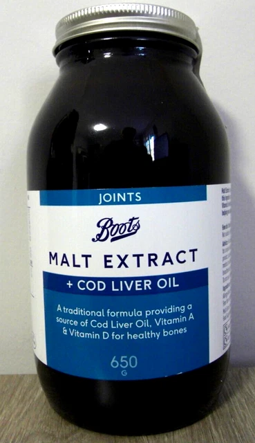 BOOTS MALT EXTRACT + Cod Liver Oil For Healthy Bones & Joints 650G £13. ...