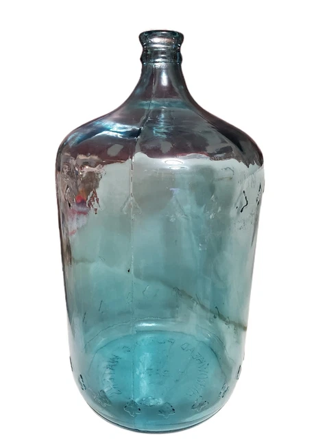 VINTAGE BLUE GREEN ARROWHEAD PURITAS WATERS 5 Gallon Glass WATER JUG ...