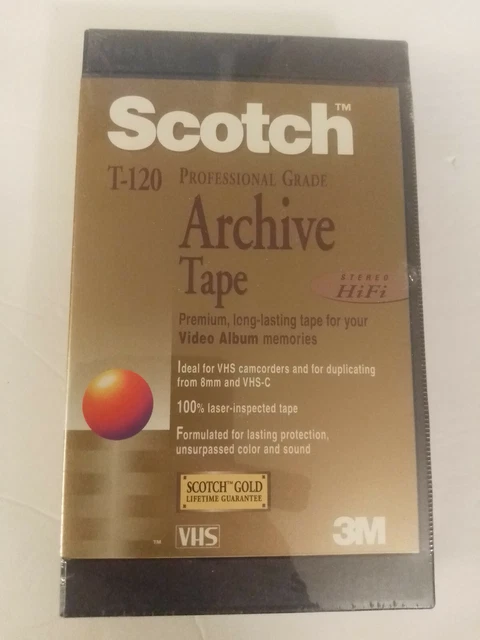 SCOTCH T-120 PROFESSIONAL Grade Archive Tape Blank VHS Video Cassette ...