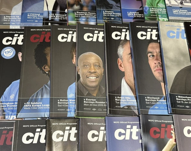 MANCHESTER CITY 2010-2011 FULL SET OF HOME PROGRAMMES x30 (FA CUP ...