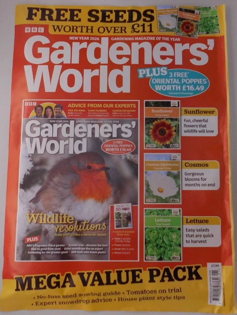 BBC GÄRTNER' WELT Magazin Neu Jahr 2026 Wildlife Auflösungen + Samen ...