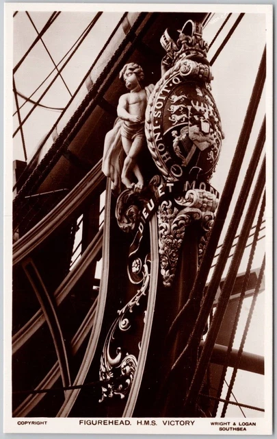 HMS 'VICTORY' FIGUREHEAD Royal Navy Ship Wright & Logan RP Postcard H66 ...