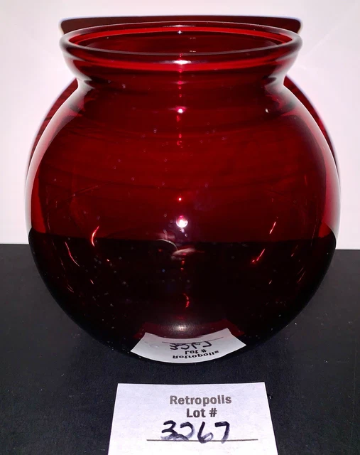 ANCHOR HOCKING ROYAL Ruby Red Glass Ivy Ball Vase 4” Vintage £17.92 ...