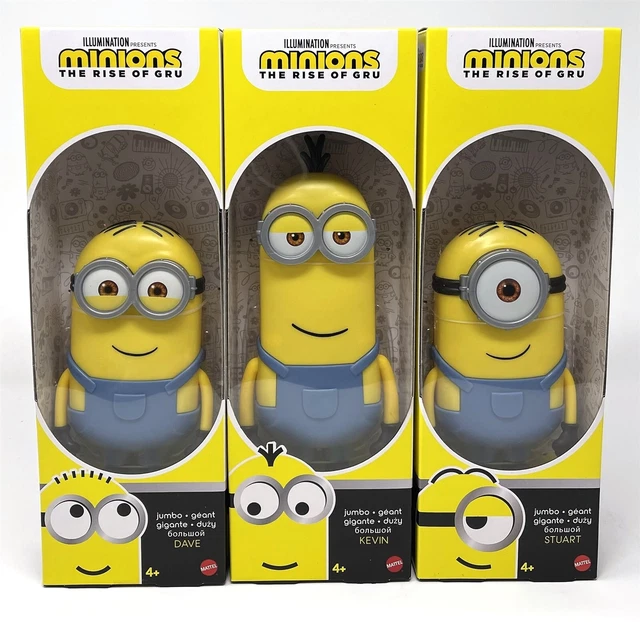 MINIONS RISE OF Gru Stuart Dave and Kevin Jumbo Figure Toy Set of 3 ...