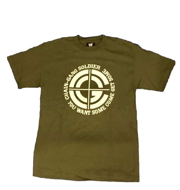 RARE OFFICIAL WWE John Cena ‘Chain Gang Soldier’ Khaki Green T-Shirt ...