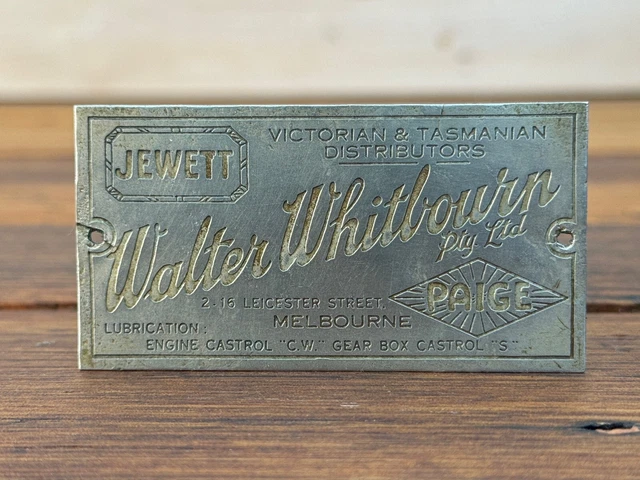 VINTAGE 1910-20'S WALTER WHITBOURN Melbourne Jewett & Paige Automobile ...
