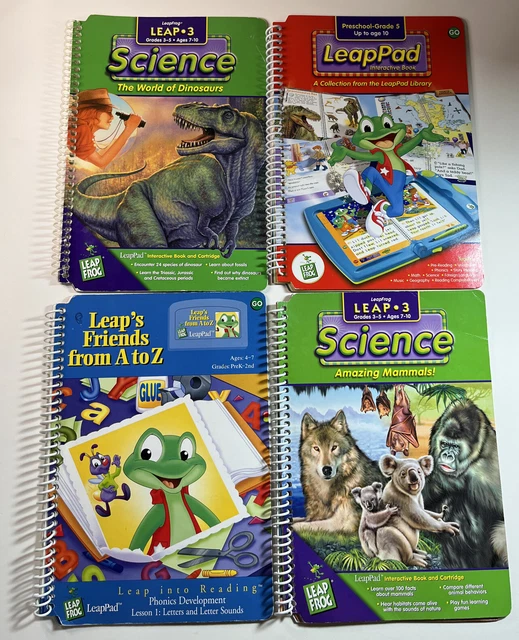 4 LEAP PAD Leap Frog Learning Books Science, Vocabulary, Phonics ...
