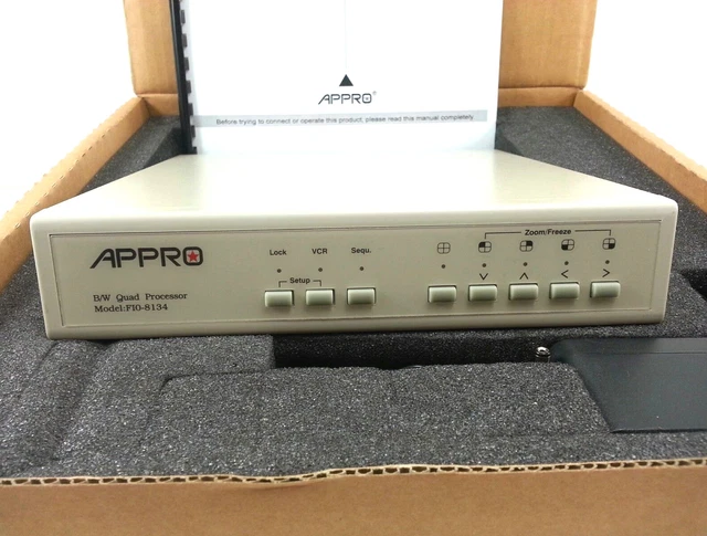 APPRO TECH MODEL FIO-8134N Black White Quad Processor Surveillance ...