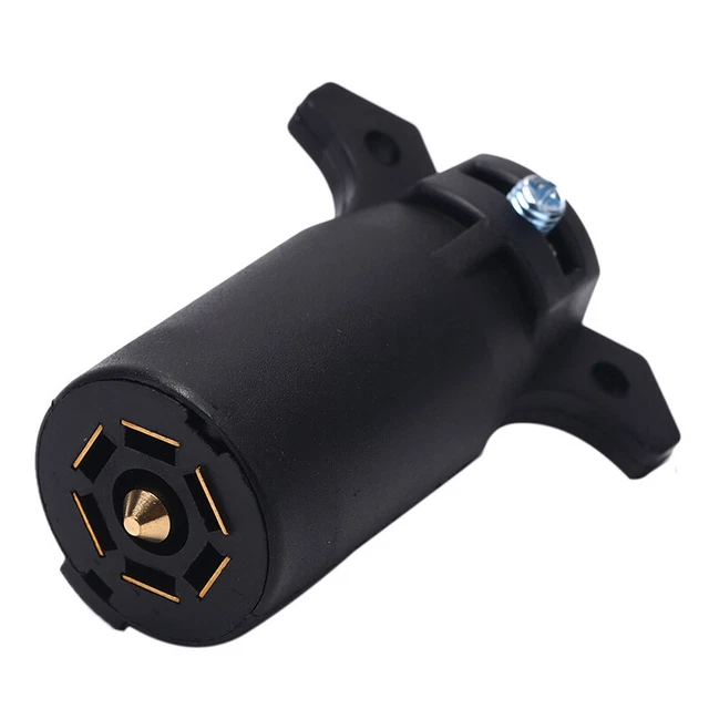 7 WAY ROUND RV Style Trailer Light Plug Connector Adaptor Camper Boat C ...