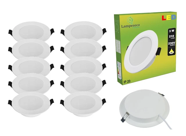 LOT DE 20 Spot Encastrable LED Downlight Panel Extra-Plat 3W Blanc Neutre 4500K EUR 34,49 ...