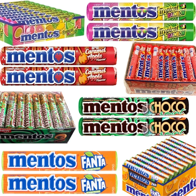 MENTOS MIXED CHEWY Fanta Orange & Choco Mint Tropical Sweet Rolls 38g(5 ...