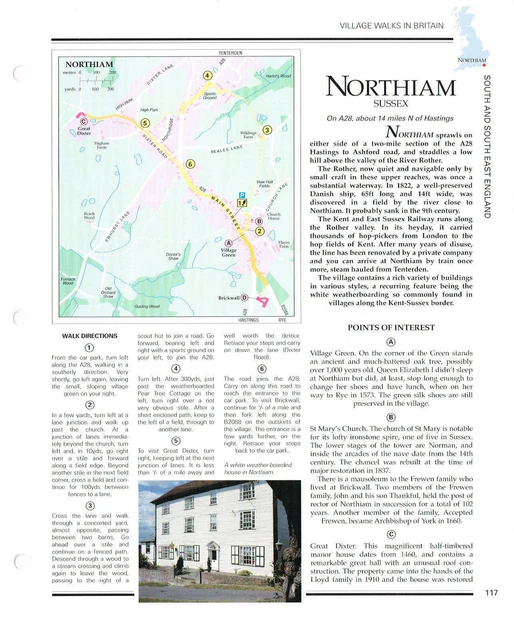 NORTHIAM SUSSEX VINTAGE Walking Route & Map circa 1991 #117-118 £3.49 ...