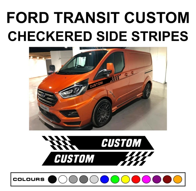 FORD TRANSIT CUSTOM Sport Vinyl Checkered Side Stripes Graphics Racing ...