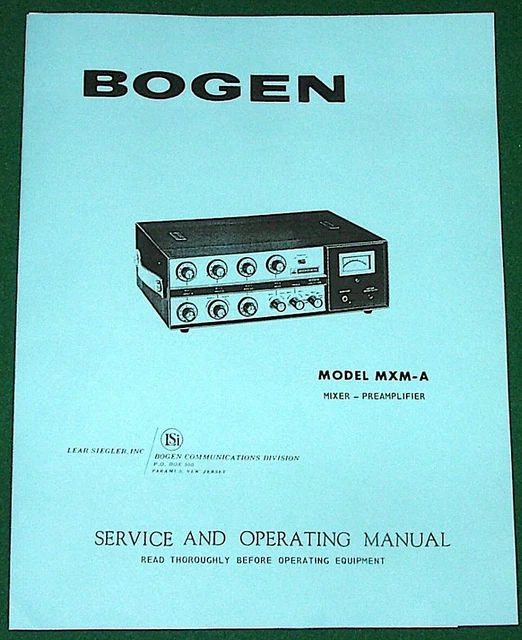 BOGEN MXM-A MIXER Preamplifier, Mxma Tube Preamp Service & Operating ...