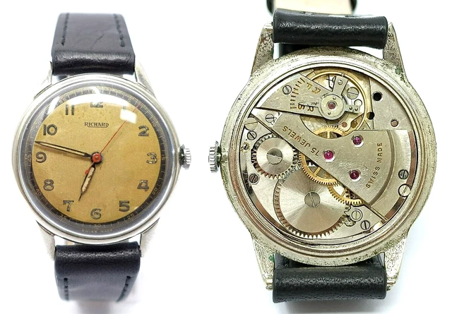 OROLOGIO RICHARD MECHANICAL watch military style 50's swiss made 35mm ...