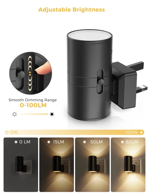 LOHAS-LED DIMMABLE NIGHT Light Plug in Wall, Warm White 3000K, 2 Pack ...