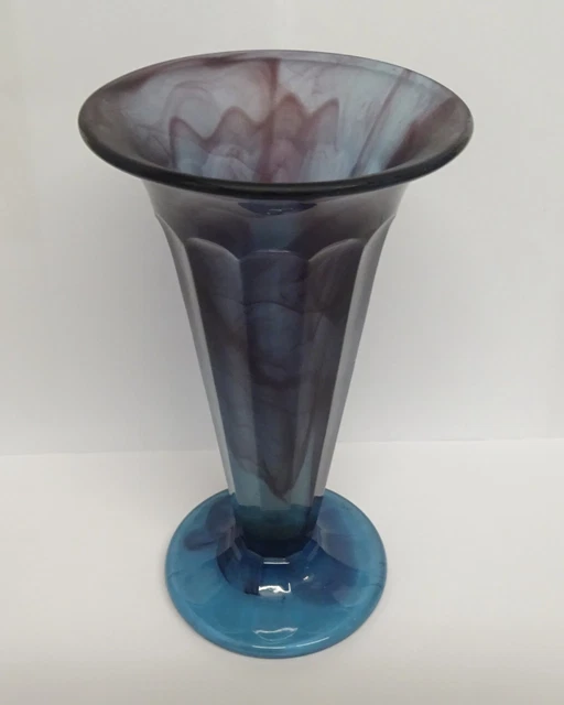 VINTAGE BLUE DAVIDSON'S Cloud Glass Vase 18 Cm Tall. £19.99 - PicClick UK