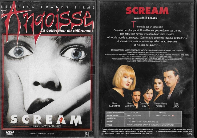 DVD - SCREAM de WES CRAVEN avec DAVID ARQUETTE, COURTENEY COX / HORREUR ...