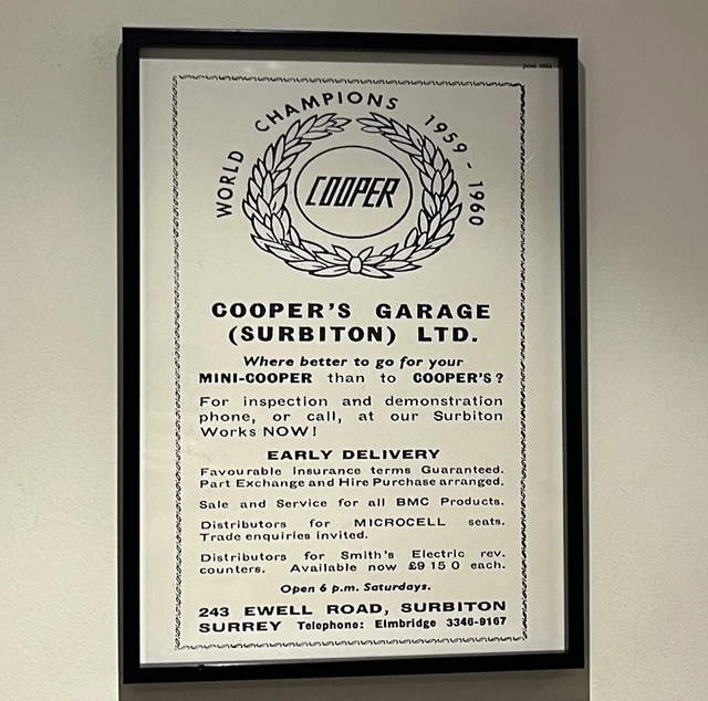 BMC AUSTIN MORRIS Mini Cooper Cooper’s Garage 1962 Man Cave Wall Art ...