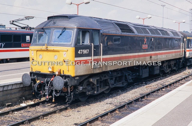 ORIGINAL RAILWAY SLIDE: Class 47 Diesel 47567 at Norwich 1990 D-1750 £3 ...