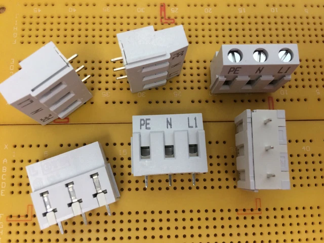 3 WAY 15A/500V PE N L1 PCB Terminal Block Stackable 7.5mm Pitch KRAN03 ...