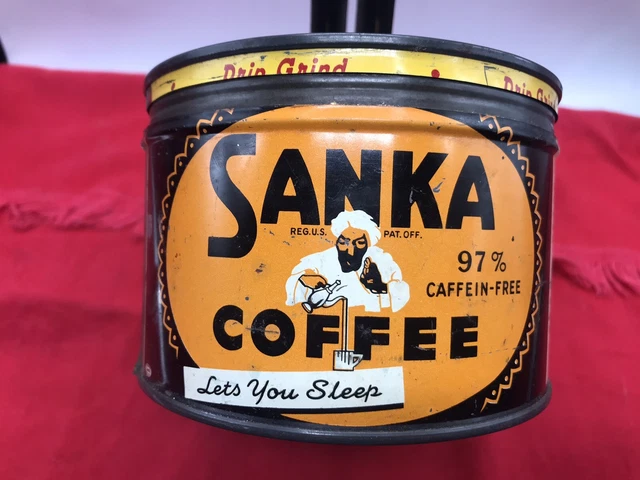 VINTAGE SANKA DRIP GRIND Key Wind Coffee Tin Can Lets You Sleep Maxwell ...