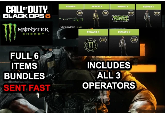 CALL OF DUTY Black Ops 6 Monster Energy 6 Items Bundle 3 Operator Skin Code BO6 $17.50 - PicClick CA